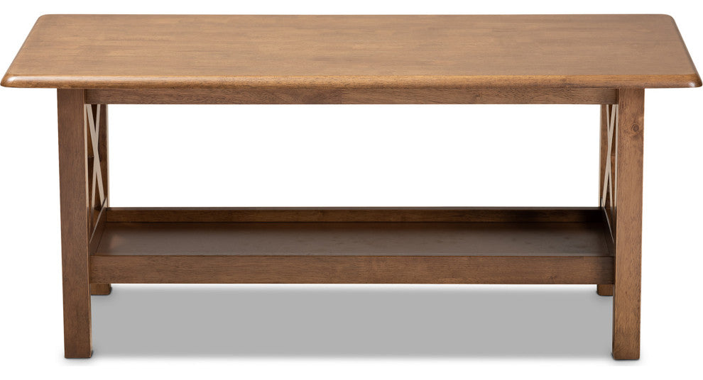 Reese Traditional Walnut Brown Finished Rectangular Wood Coffee Table
