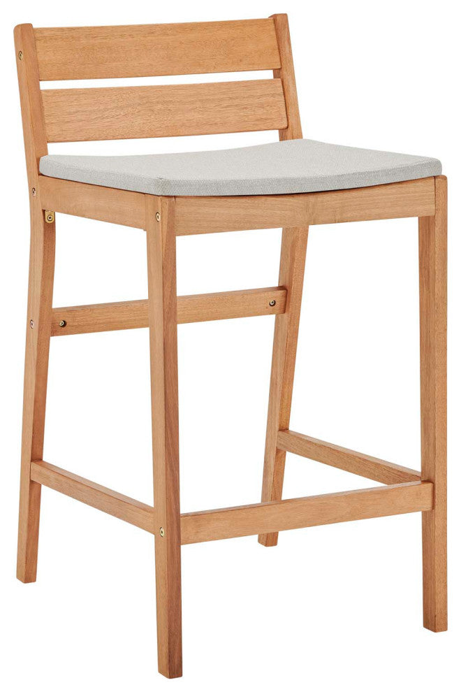 Riverlake 7 Piece Outdoor Patio Ash Wood Bar Set Natural Taupe