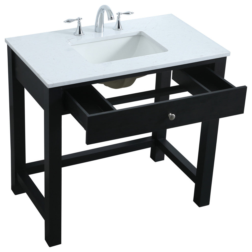 36" ADA Compliant Bathroom Vanity, Black