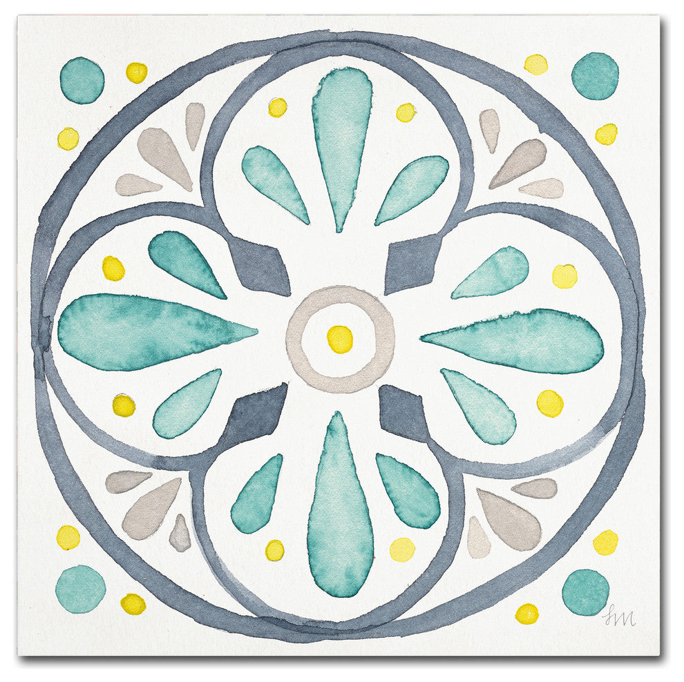 Laura Marshall 'Garden Getaway Tile VI White' Canvas Art, 18x18