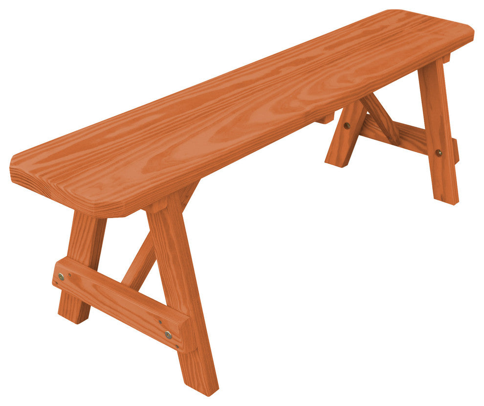 Pressure Treated Pine Traditional Picnic Bench Redwood Stain 5 Foot