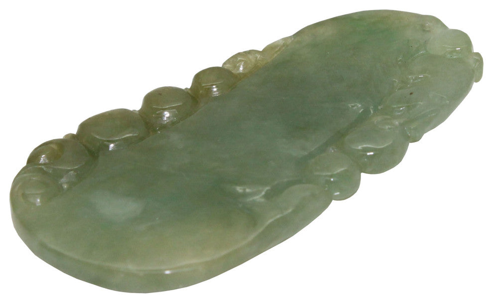Carved Natural Jade Luyi Wave And Longevity Peach Pendant
