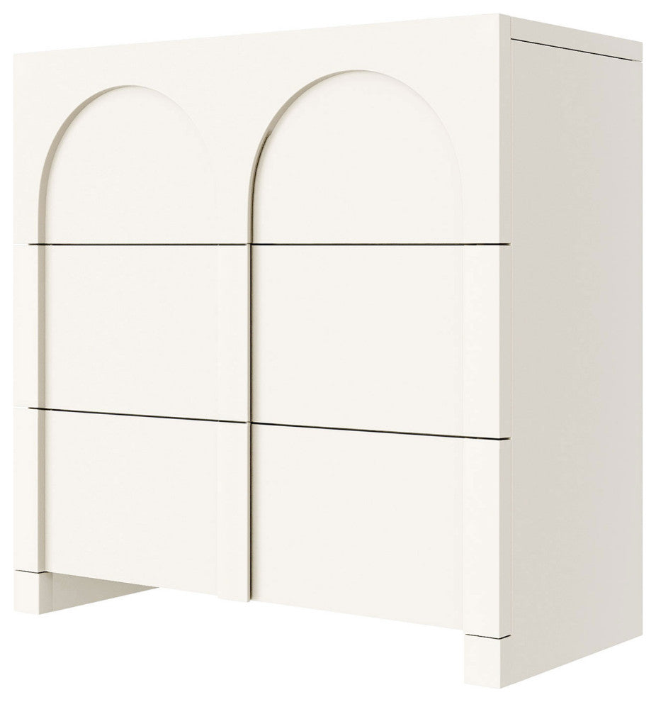 Rubber Wood Structure Three-Drawer Chest Ample Storage Spaces for Livi