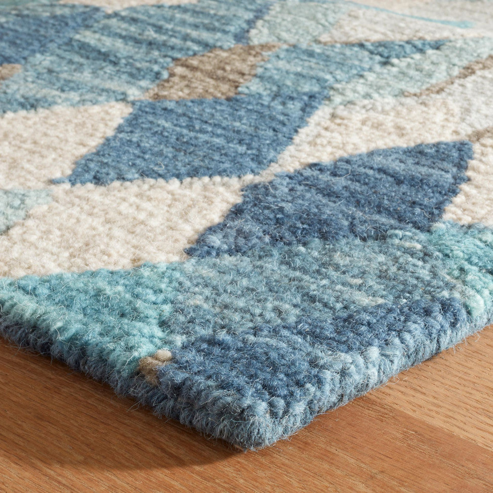 Kit Kemp x Dash & Albert Deer Leap Blue Hand Hooked Wool Rug, Blue, 2'