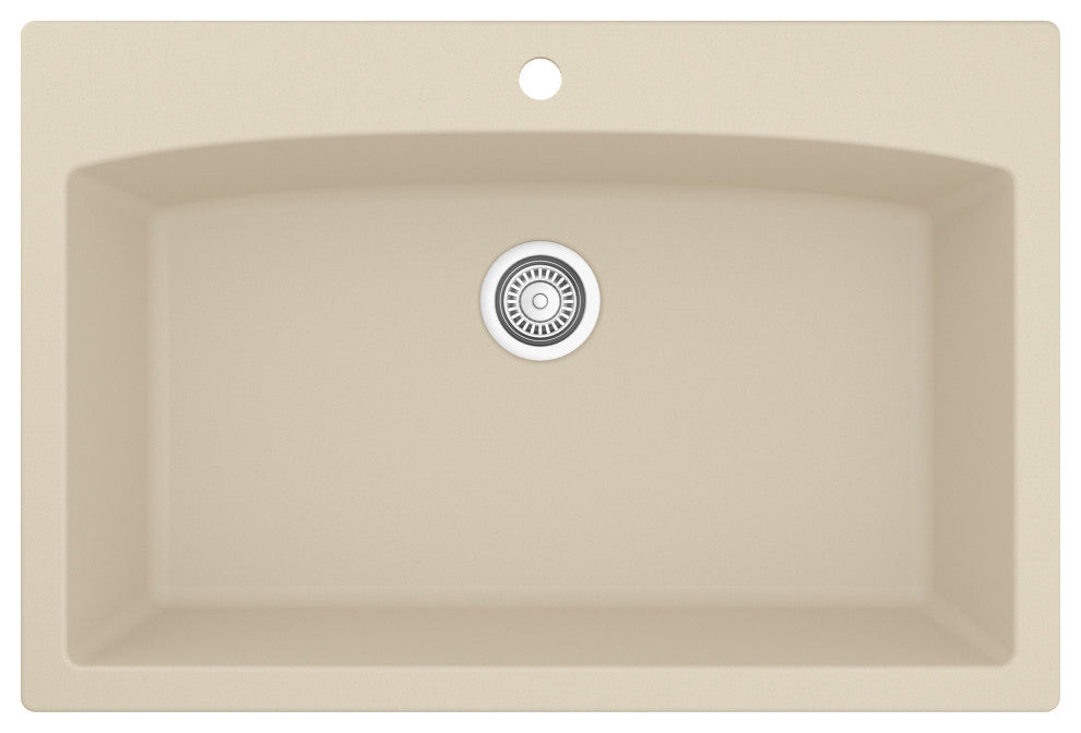 Karran Drop-In Quartz 33" 1-Hole Single Bowl Kitchen Sink, Bisque