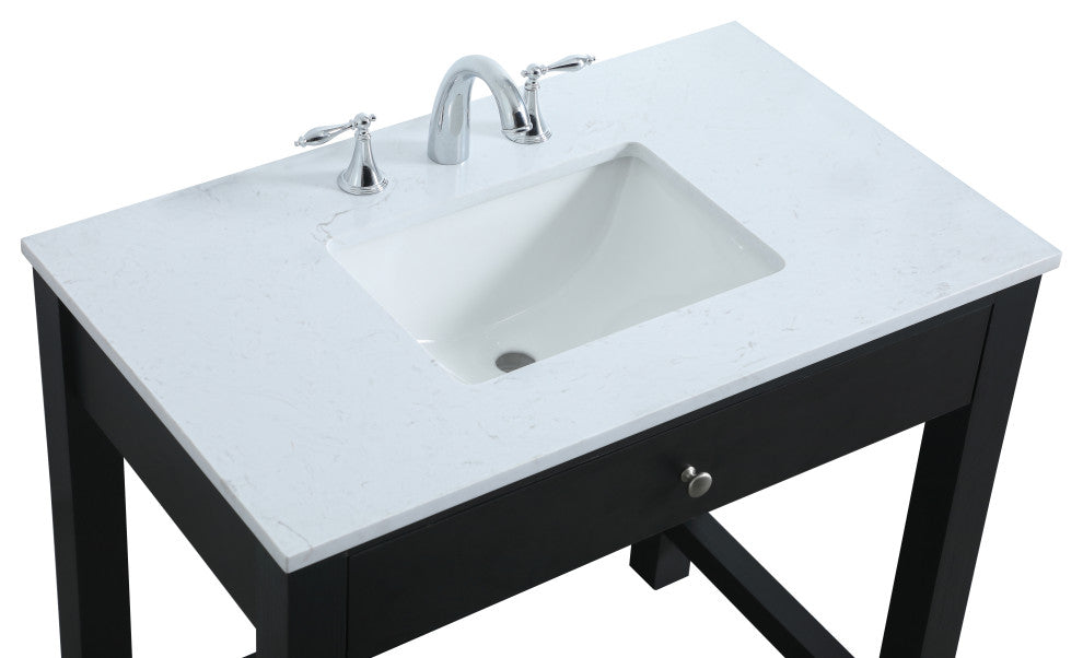 36" ADA Compliant Bathroom Vanity, Black