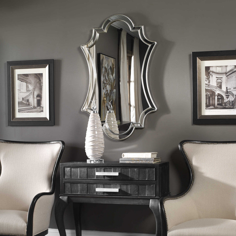 Uttermost Elara Mirror | Antiqued Silver Arched Wall Mirror
