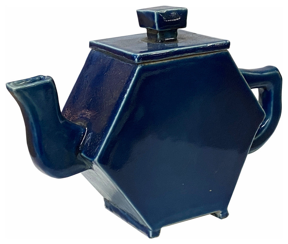 Navy Blue Porcelain Hexagon Shape Teapot Shape Display Hws2359