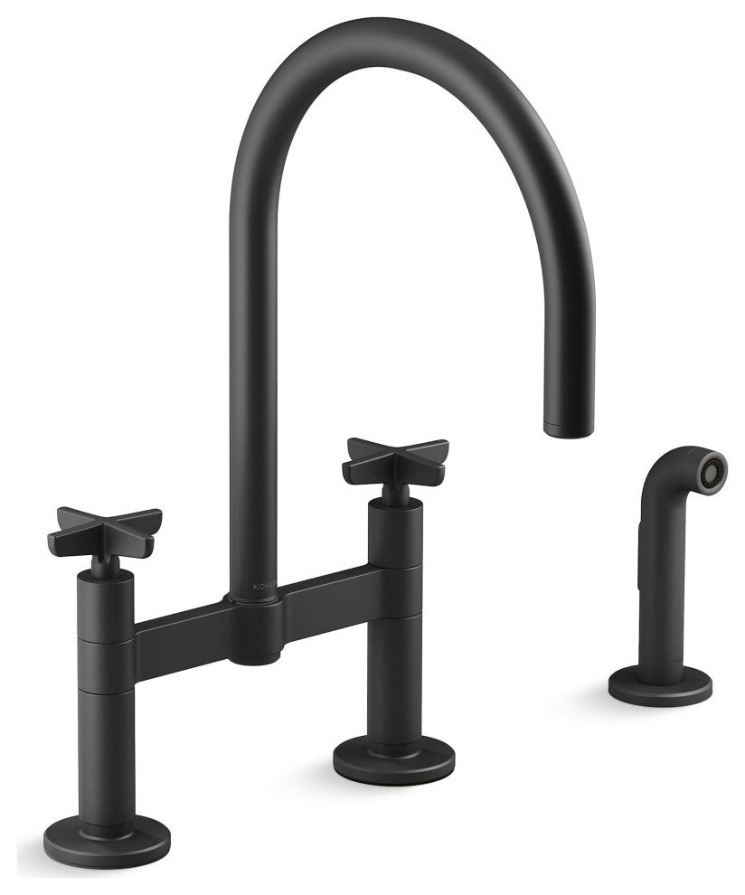 Kohler K-28673-3 Billet 1.5 GPM Widespread Bridge Kitchen Faucet - Mat