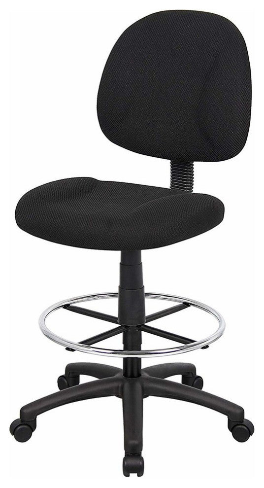 OCC Drafting Stool with Foot Ring and No Arms in Black Fabric Drafting