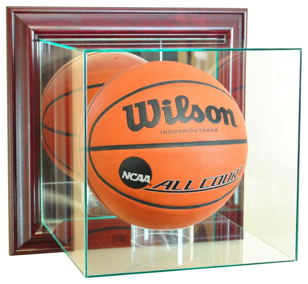 Wall Mounted Basketball Display Case, Cherry