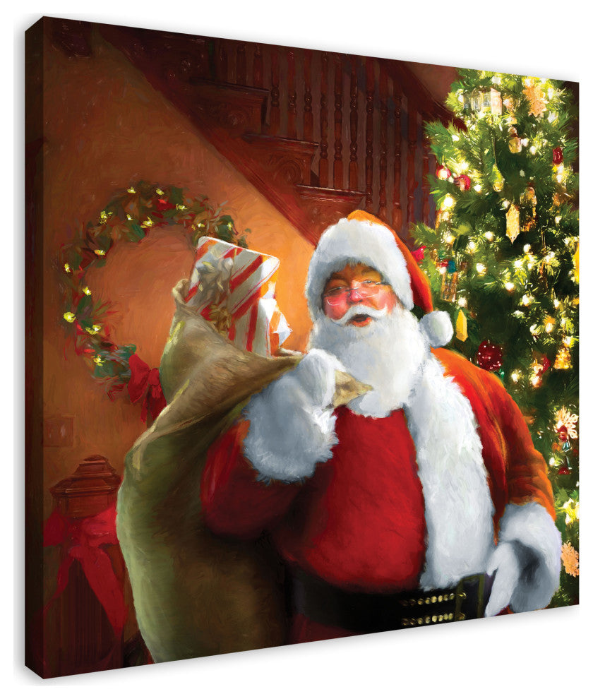 Santa Gets Ready 36x36 Canvas Wall Art