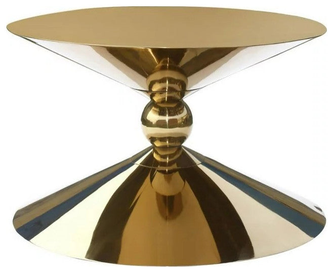 Elegant Hourglass Metal Coffee Table with Unique Contemporary Design,