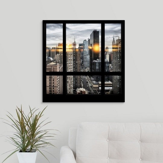 "New York view from the window - Times Square" Wrapped Canvas Art Prin