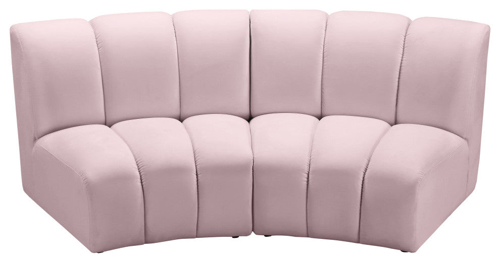 Infinity Channel Tufted Velvet Modular Chair, Pink, 2 Piece