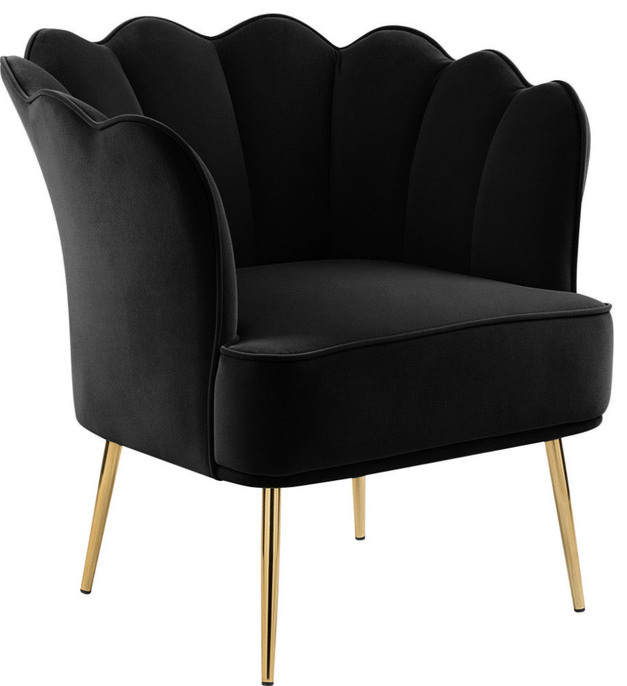 Jester Velvet Upholstered Accent Chair, Black