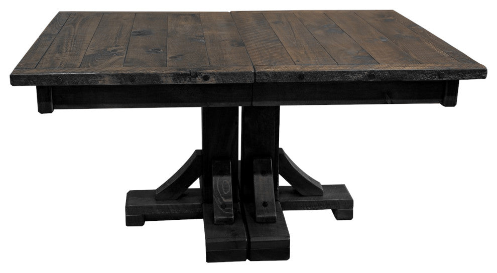 Barnwood Style Timber Peg Pedestal Extension Table, Dusk, 2-Leaf 42" X