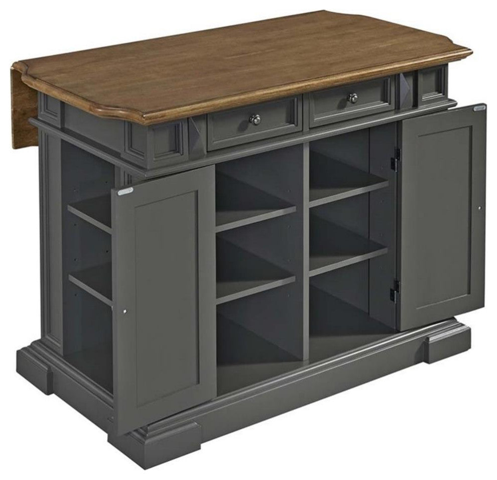 Homestyles Americana Wood Kitchen Island in Gray