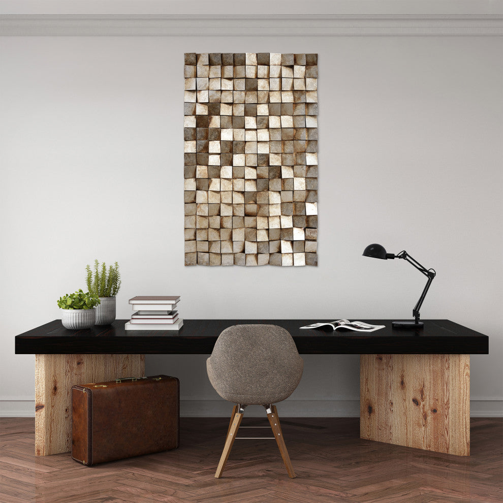 "Textured 1" Handed Painted Rugged Blocks with Gold Leaf Dimensional W