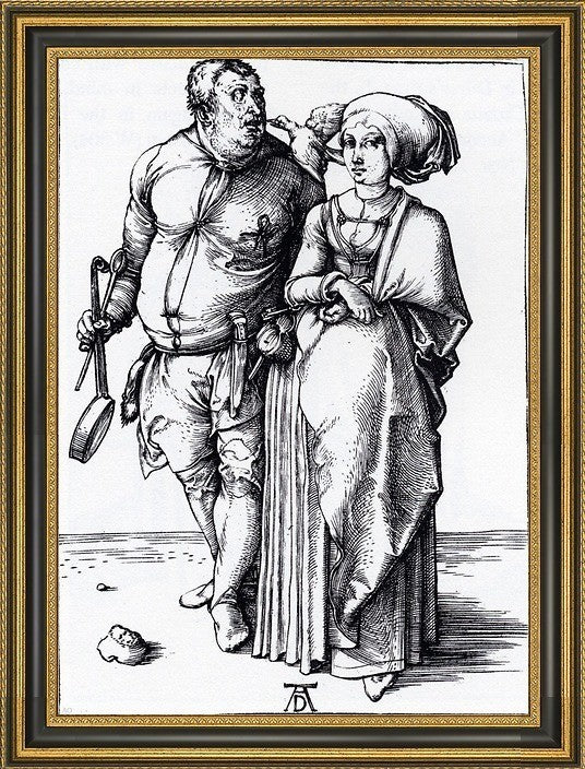 Albrecht Durer the Cook and His Wife Framed Premium Canvas Print, 16"x