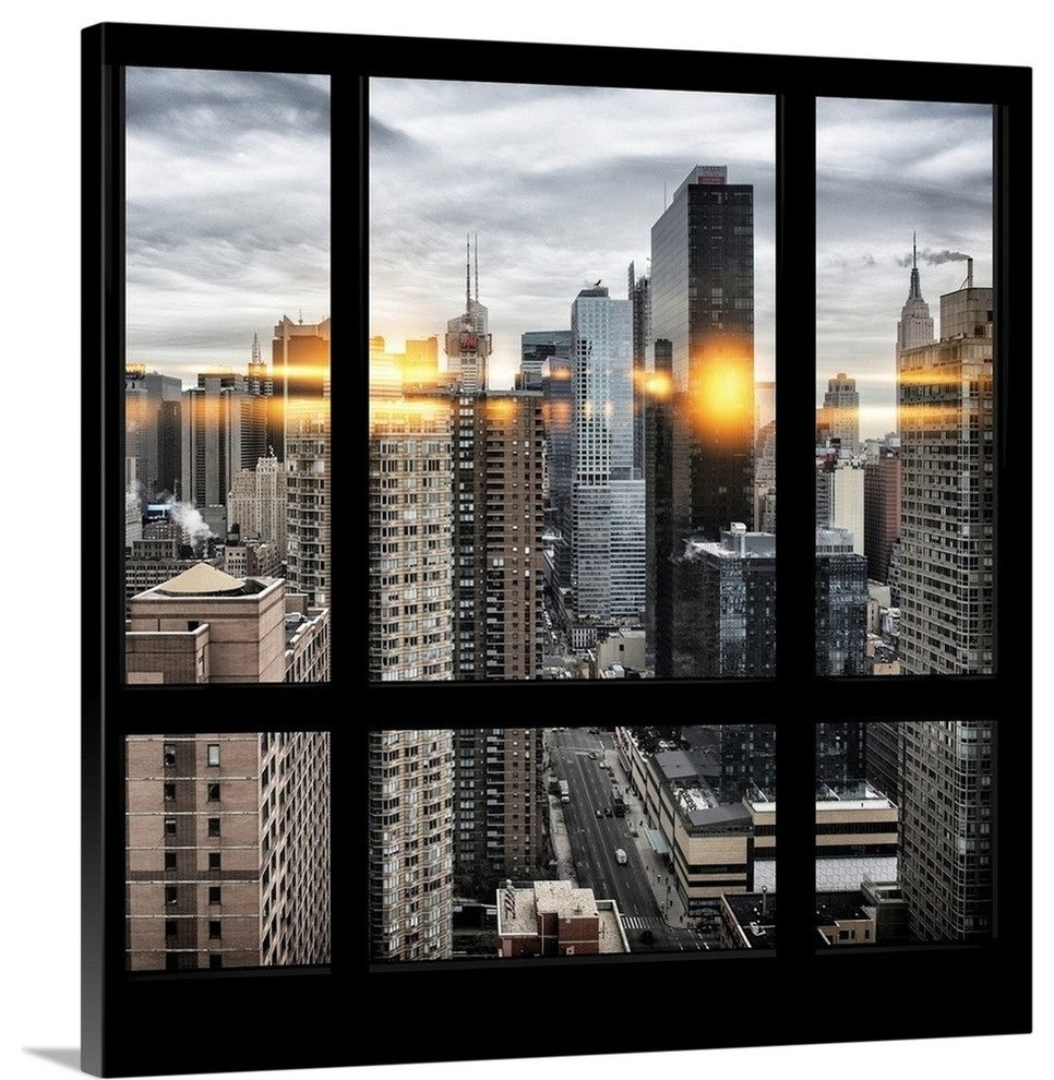 "New York view from the window - Times Square" Wrapped Canvas Art Prin